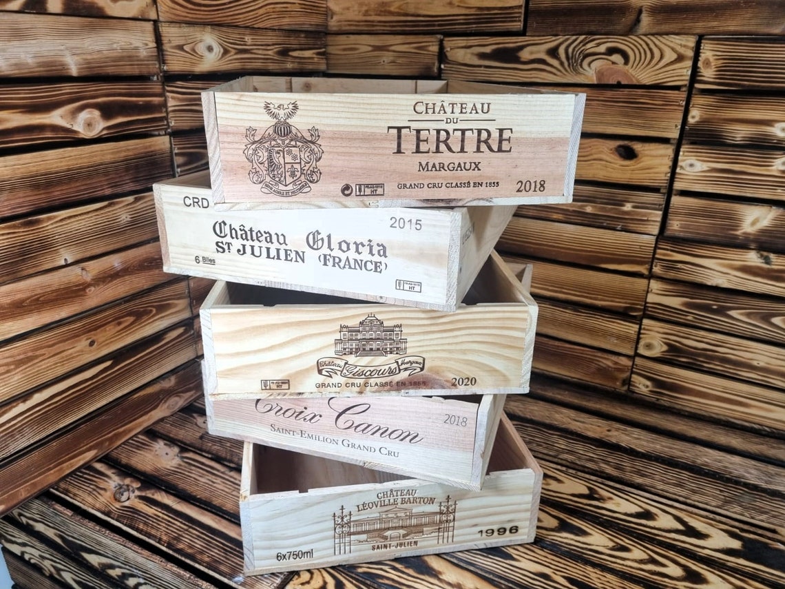 5 X Half Sized Traditional Flat / Tray FRENCH WOODEN WINE Box / Crate ...