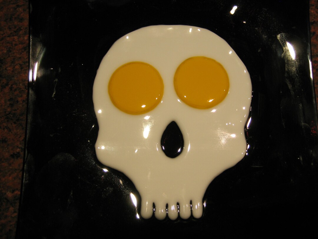 Halloween Fused Glass Skull Plate: Black Cheese or Snack Dish - Etsy