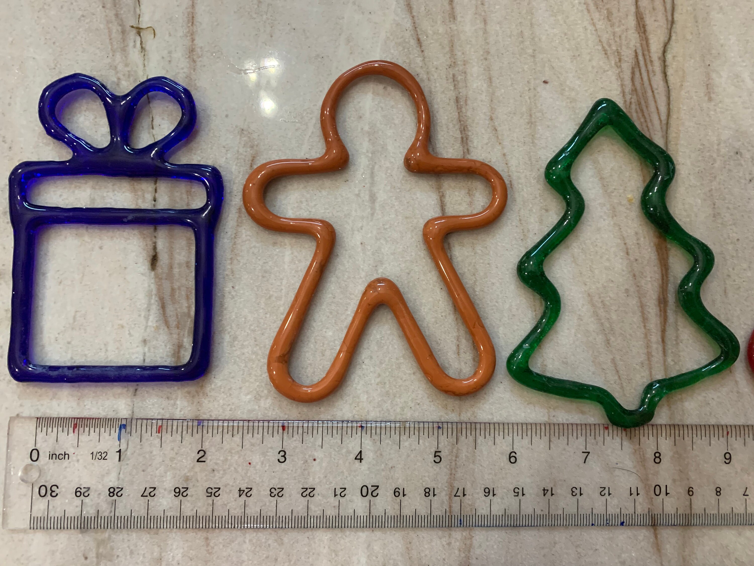 Set of 4 Hanging Fused Glass Outline Ornaments Hanging Holiday - Etsy