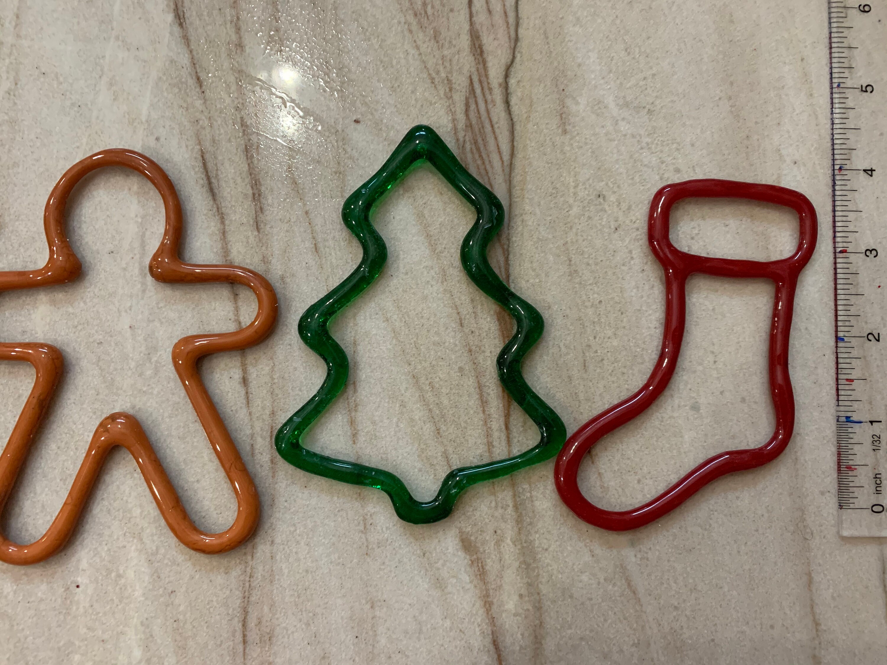 Set of 4 Hanging Fused Glass Outline Ornaments Hanging Holiday - Etsy