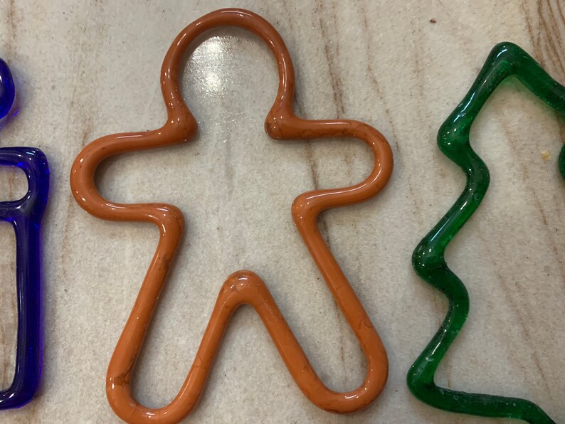 Set of 4 Hanging Fused Glass Outline Ornaments Hanging Holiday - Etsy