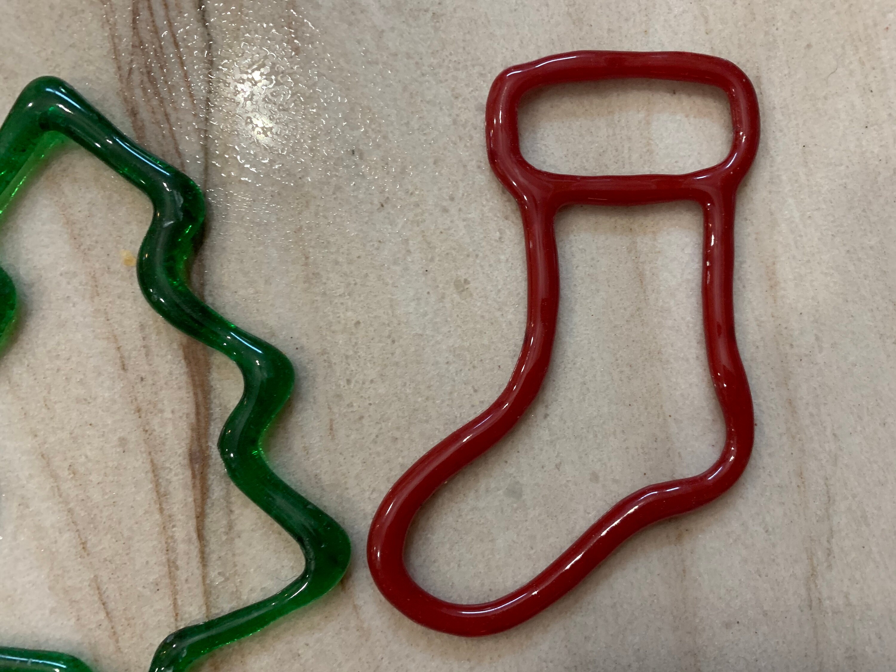 Set of 4 Hanging Fused Glass Outline Ornaments Hanging Holiday - Etsy