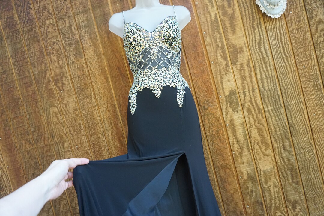 Sequined/jeweled Long Black Prom Dress Formal by May Queen Couture ...