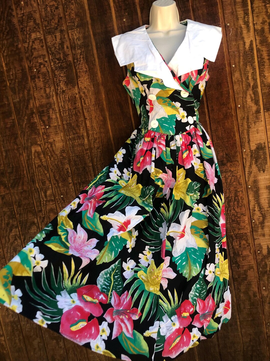 1990s Floral Dress Size 8 Cotton 90s by Sunshine Starshine - Etsy