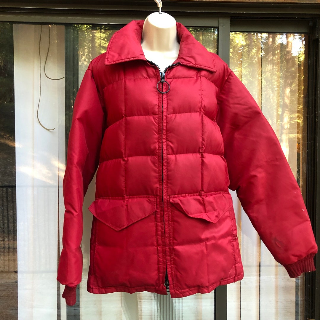 Red Down Filled Feather Jacket Coat Mens Size 44 Insulated Warm Winter ...