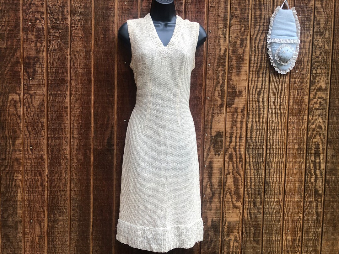 Cobot Size M Medium off White With Metallic Threads Knit Dress - Etsy