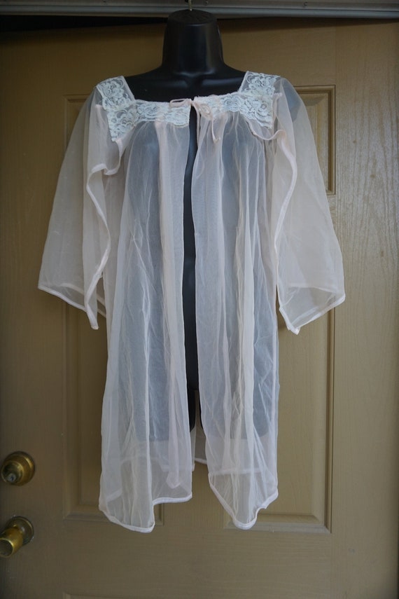 Pink Vintage Sheer Lingerie Robe Short - Gem