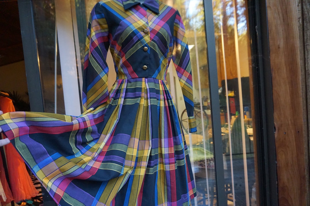 Plaid Vintage 1970s or 80s Dress Size Medium by Serbin Muriel Ryan - Etsy