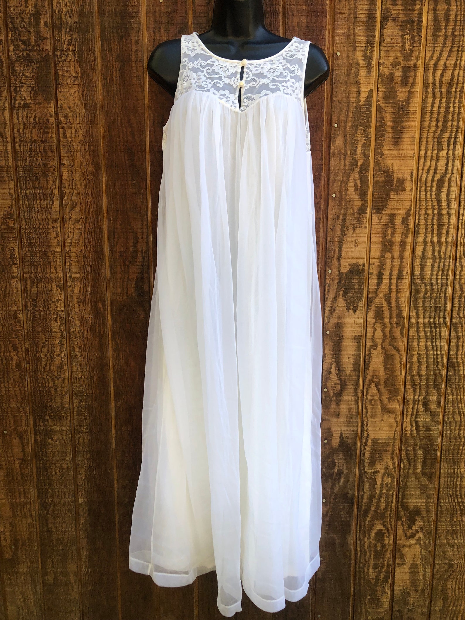 White Vintage Peignoir Set Lingerie Nightgown Negligee Robe Medium ...
