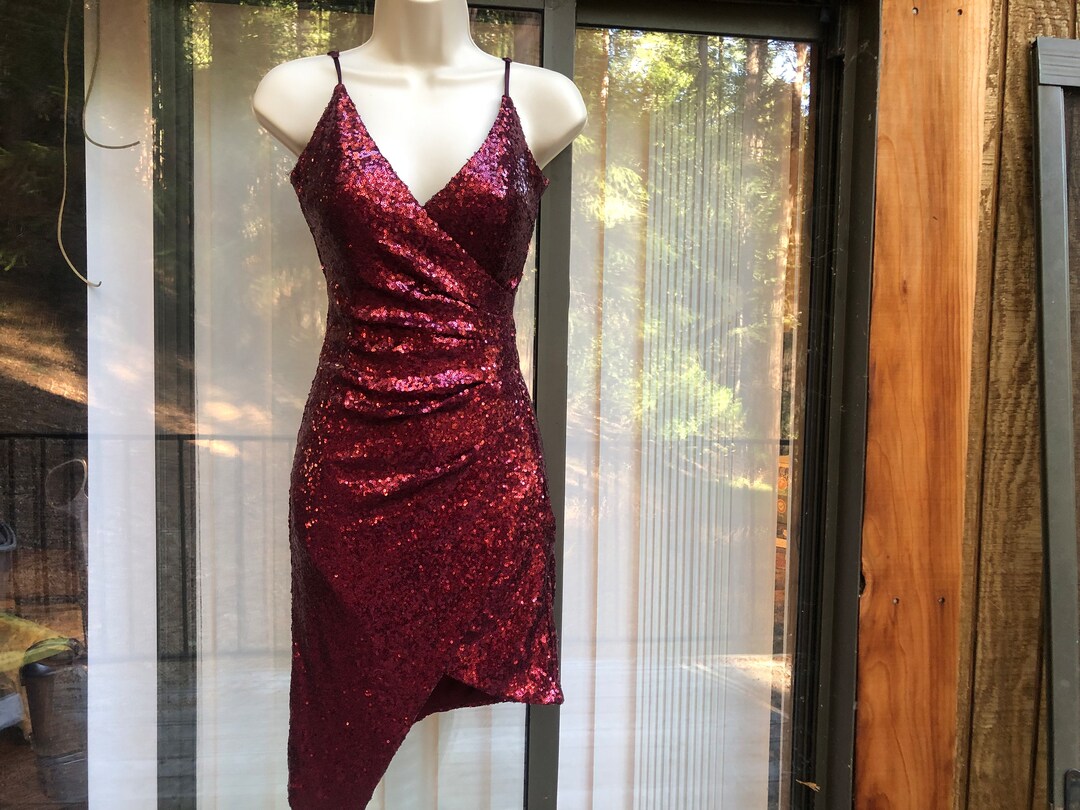 Jessica Rabbit Vibes Short Version Size Small Red Sequined Dress ...
