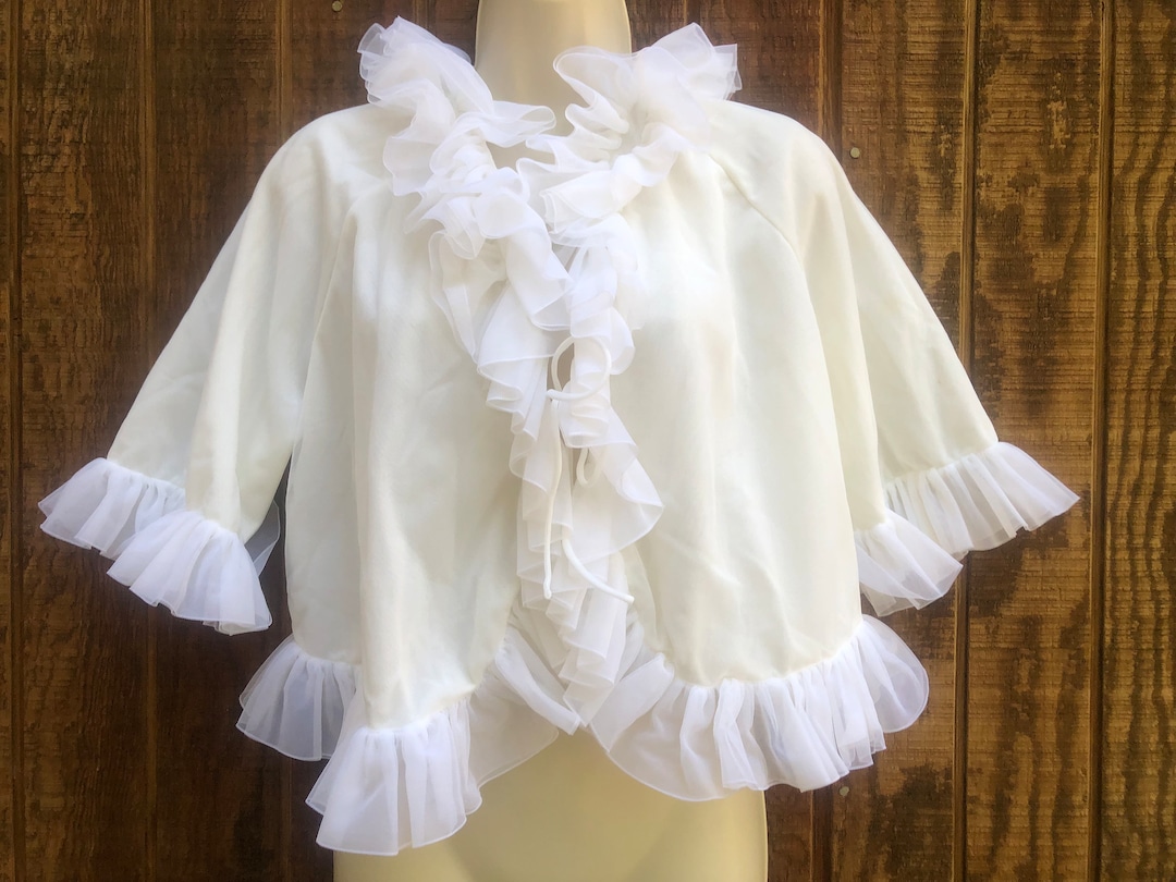 Vintage Nylon Bed Jacket With Ruffle Trim White - Etsy