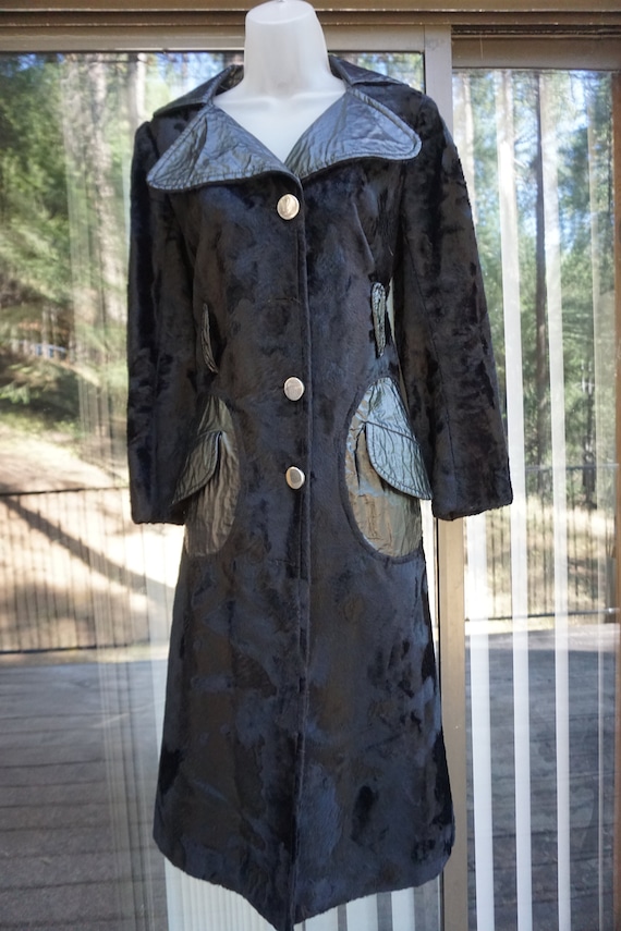 Lilli Ann Long Black Jacket Designer Coat Medium Vi… Gem