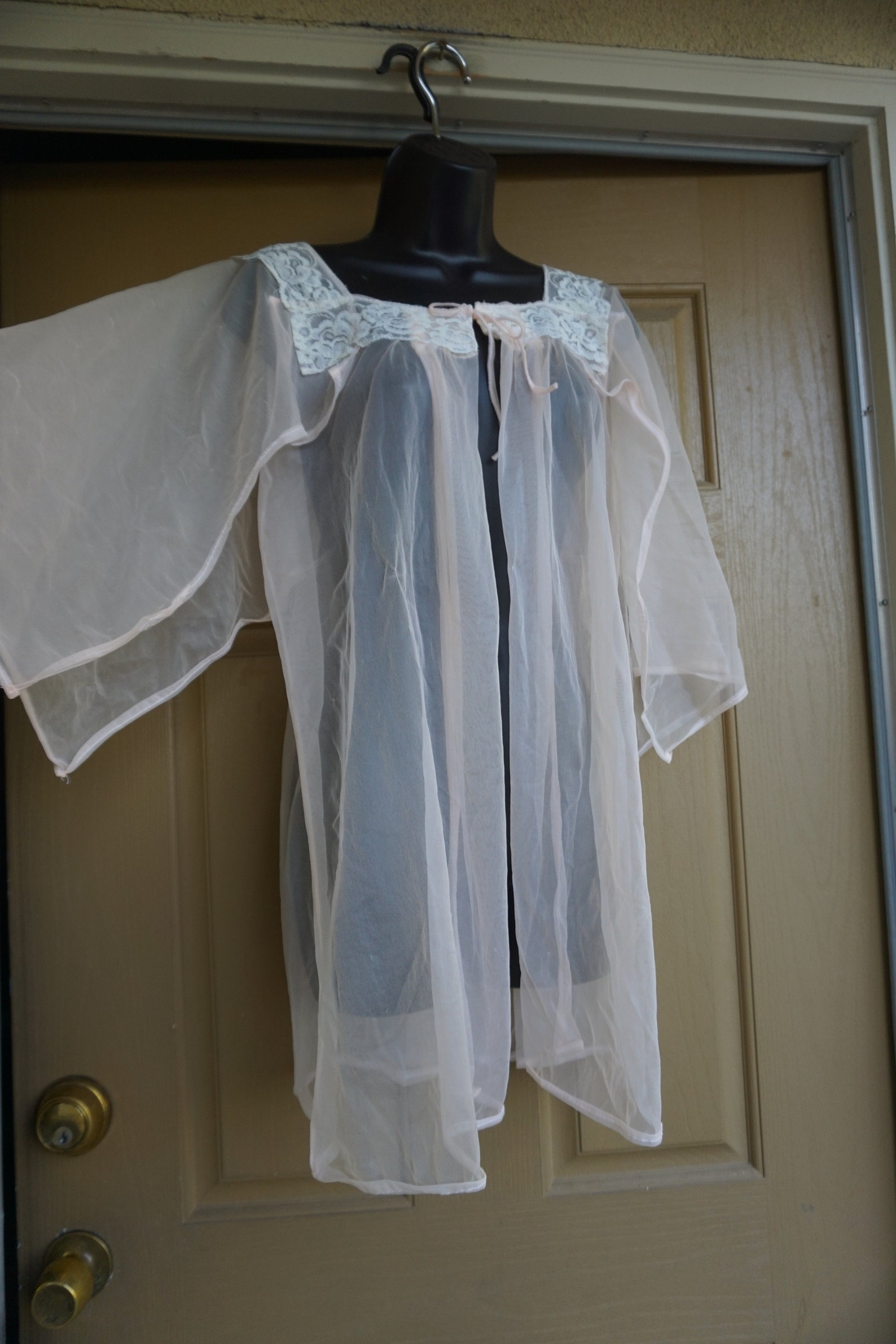 Pink Vintage Sheer Lingerie Robe Short | Etsy