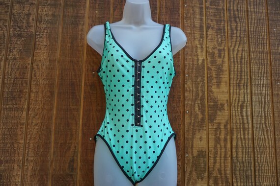 Vintage Polka Dot One Piece Bathing Suit Swim Wear Gem