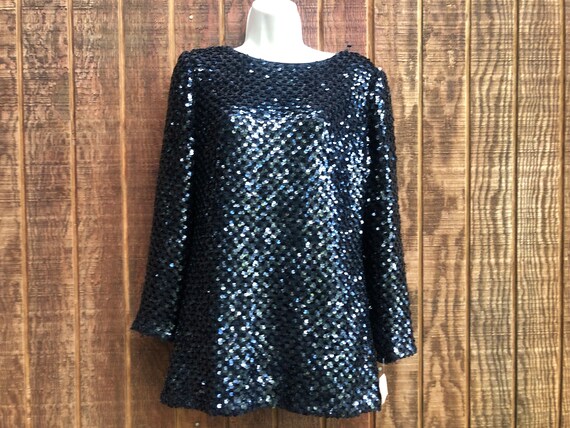 Lucie Ann Designer sparkly Vintage 1990s black sequin… - Gem