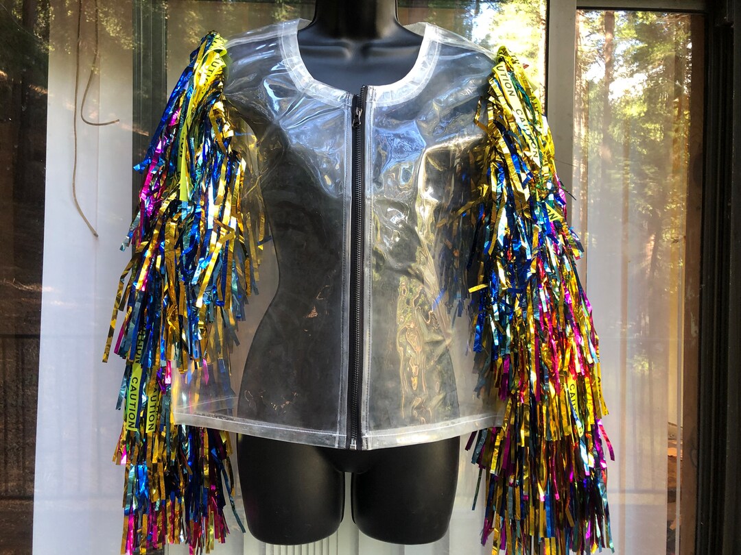 Harley Quinn Birds of Pray Pom Pom Clear Plastic Jacket Womens Size XL ...