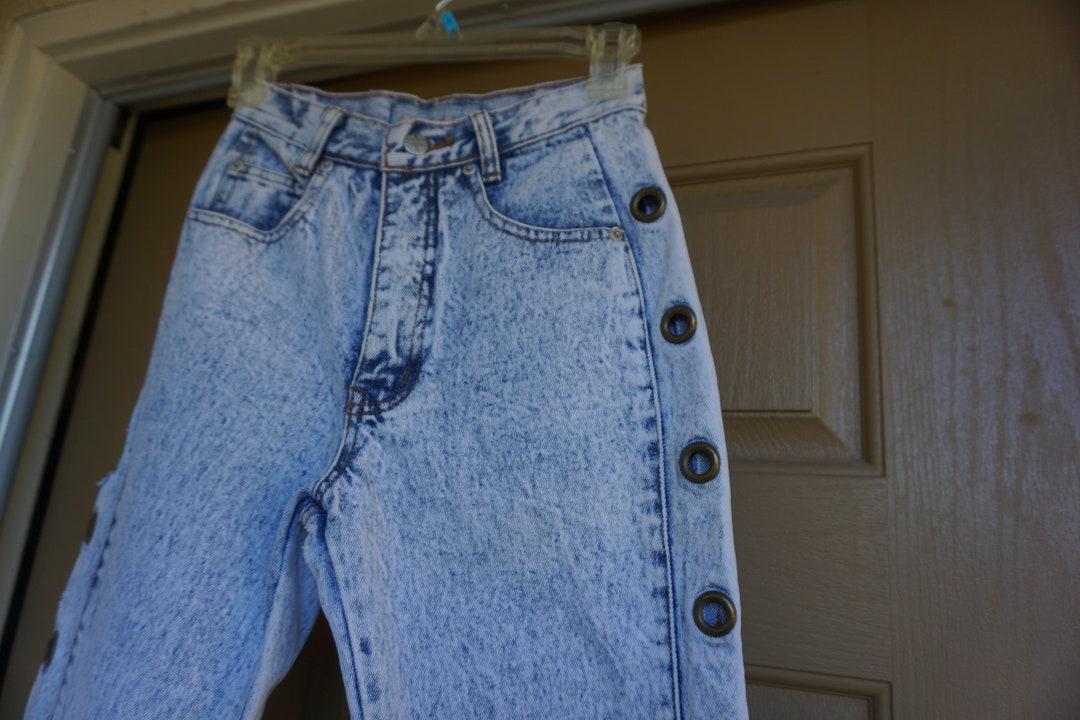 Vintage 1980s 1990s Acid Washed Size 3/4 Small Denim JEANJER High ...