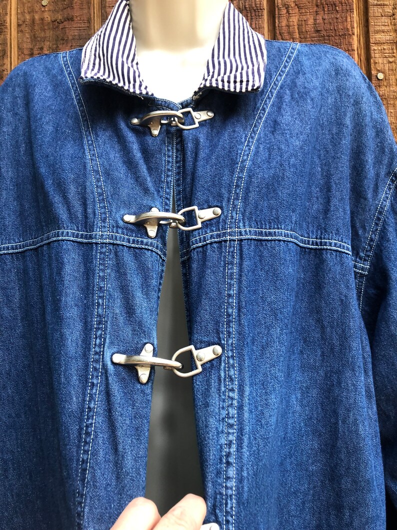 Carole Little 20W Vintage Denim Jean Shirt / Jacket With Metal Link ...