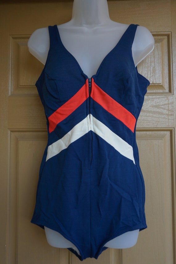 1960s One Piece Bathing Suit Swim Wear Size 16 Rockab… Gem
