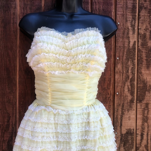 1950s Ruffle Prom Dress - Etsy