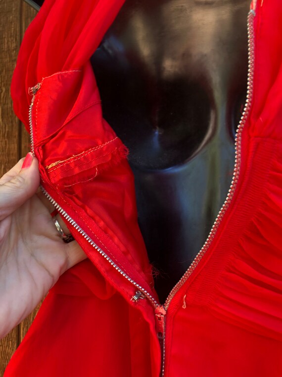 Vintage 1950s sheer overlay red dress mid century me… - Gem