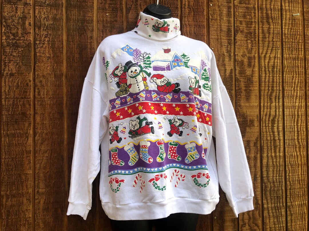Christmas Large Sweatshirt Sweater 90s 1990s Holiday - Etsy