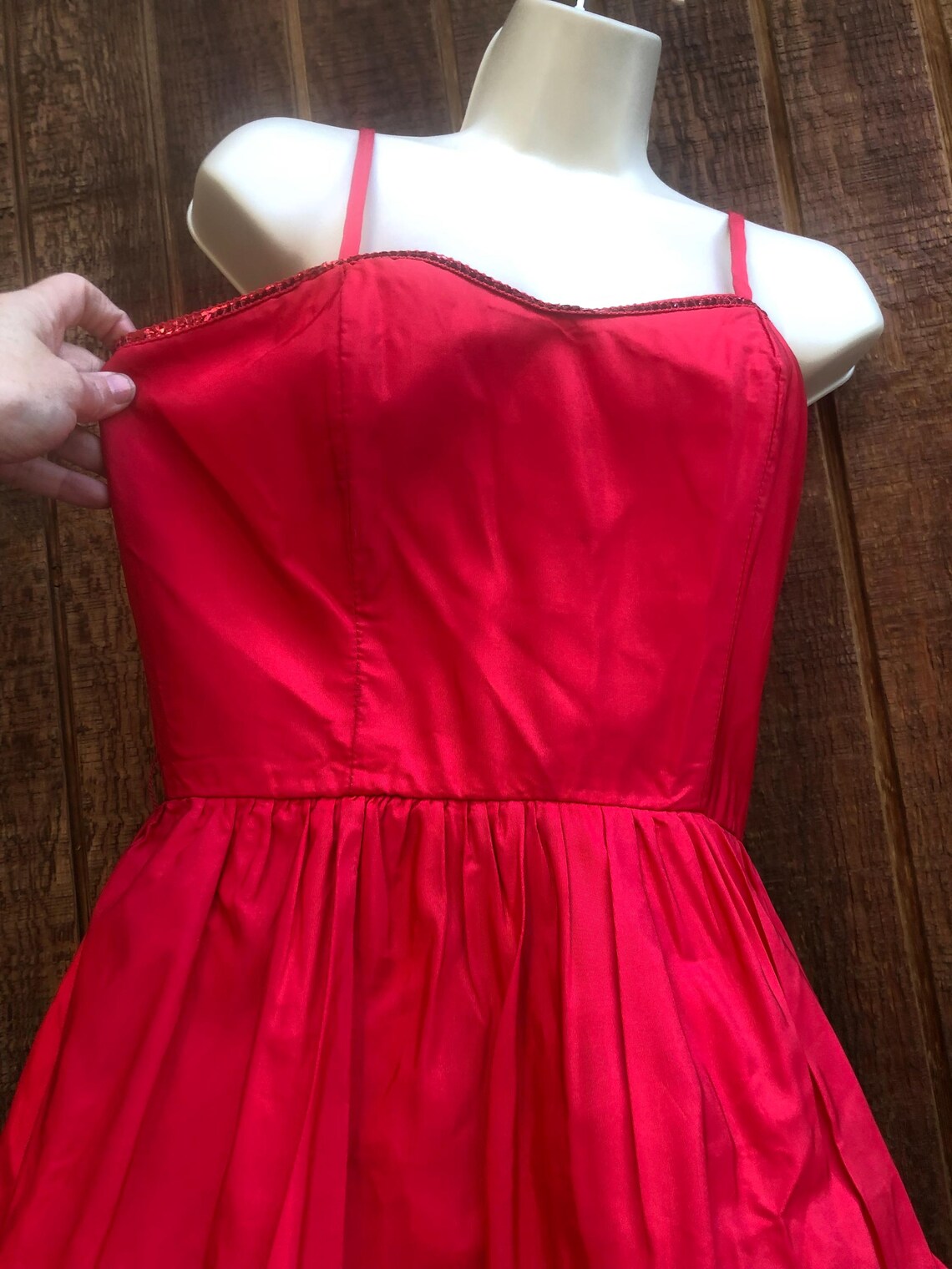 1980s Layered Red Dress Sequined Trim by Mustard Seed Size 9/10 80s - Etsy