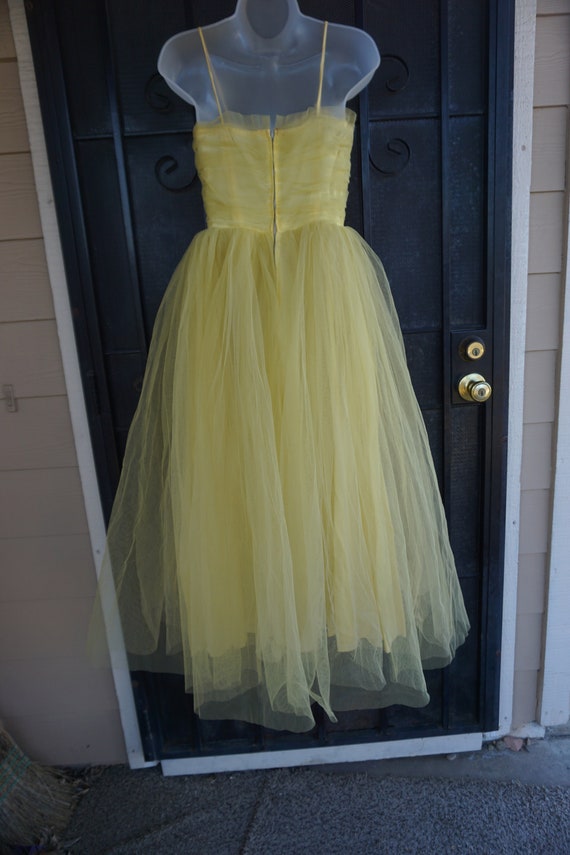 Vintage 1940s 1950s yellow tulle prom dress gown with… - Gem