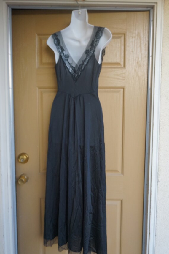 Vintage Black Lace Sexy Maxi Nightgown Size 32 Fits M… Gem
