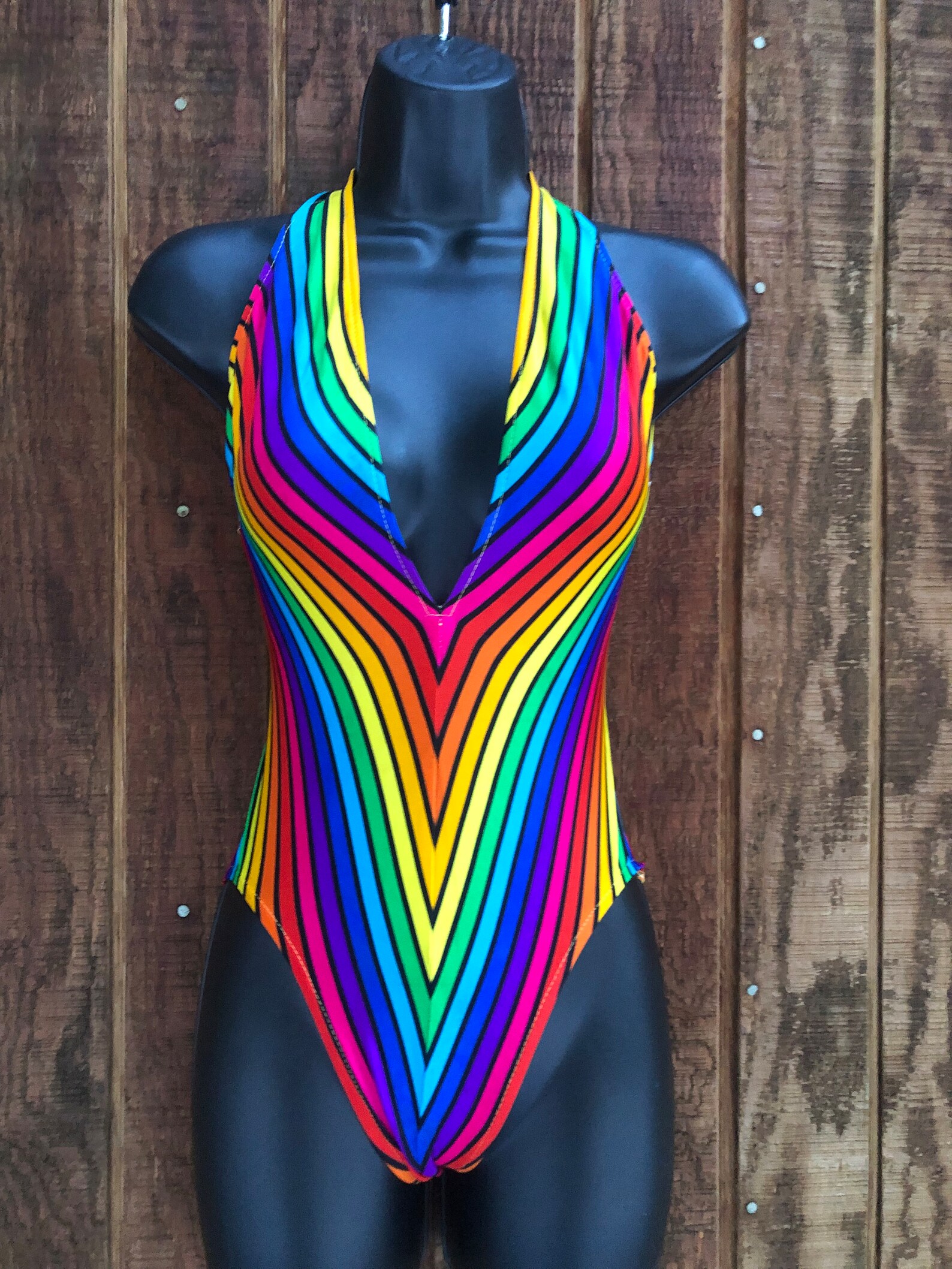 Vintage One Piece Chevron Striped Bathing Suit Swim Wear Size 5/6 90s ...