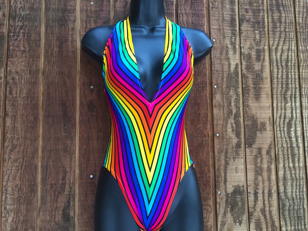 Vintage One Piece Chevron Striped Bathing Suit Swim Wear Size 5/6 90s ...