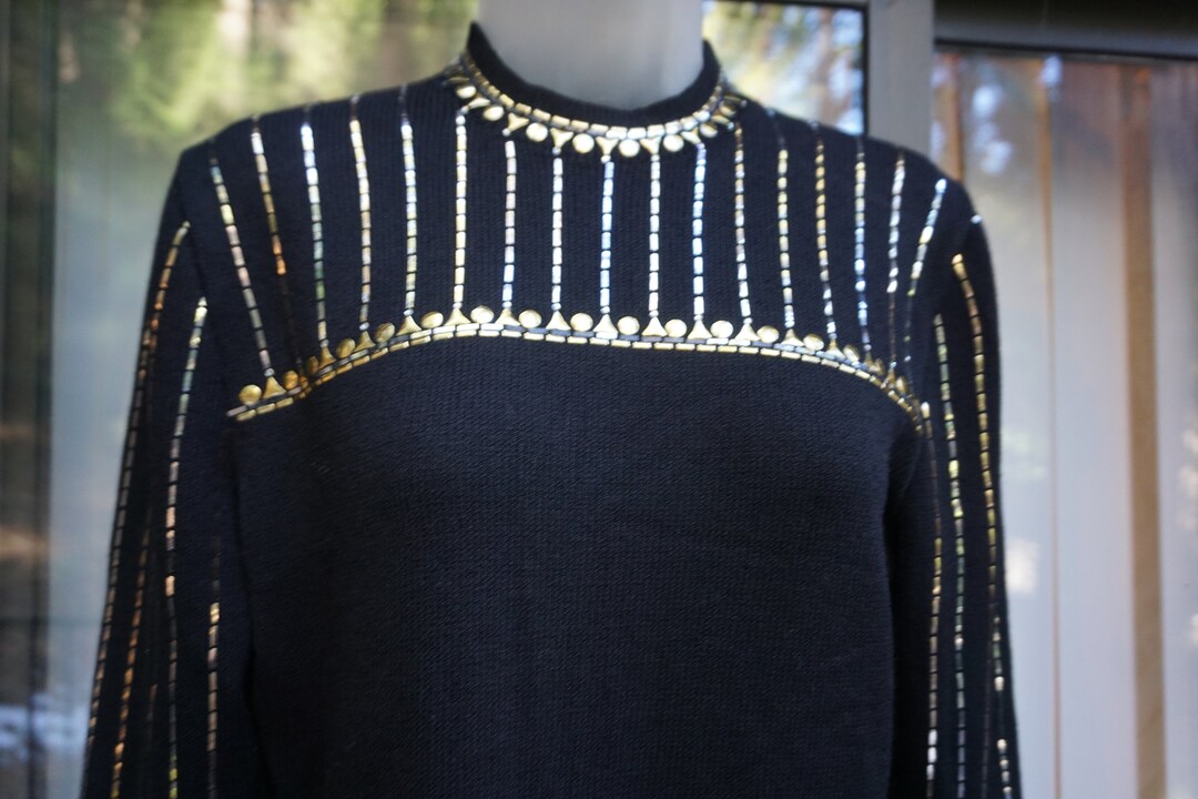 Vintage ST JOHN by Marie Gray Heavy Knit Sweater Dress Size 4 Black ...