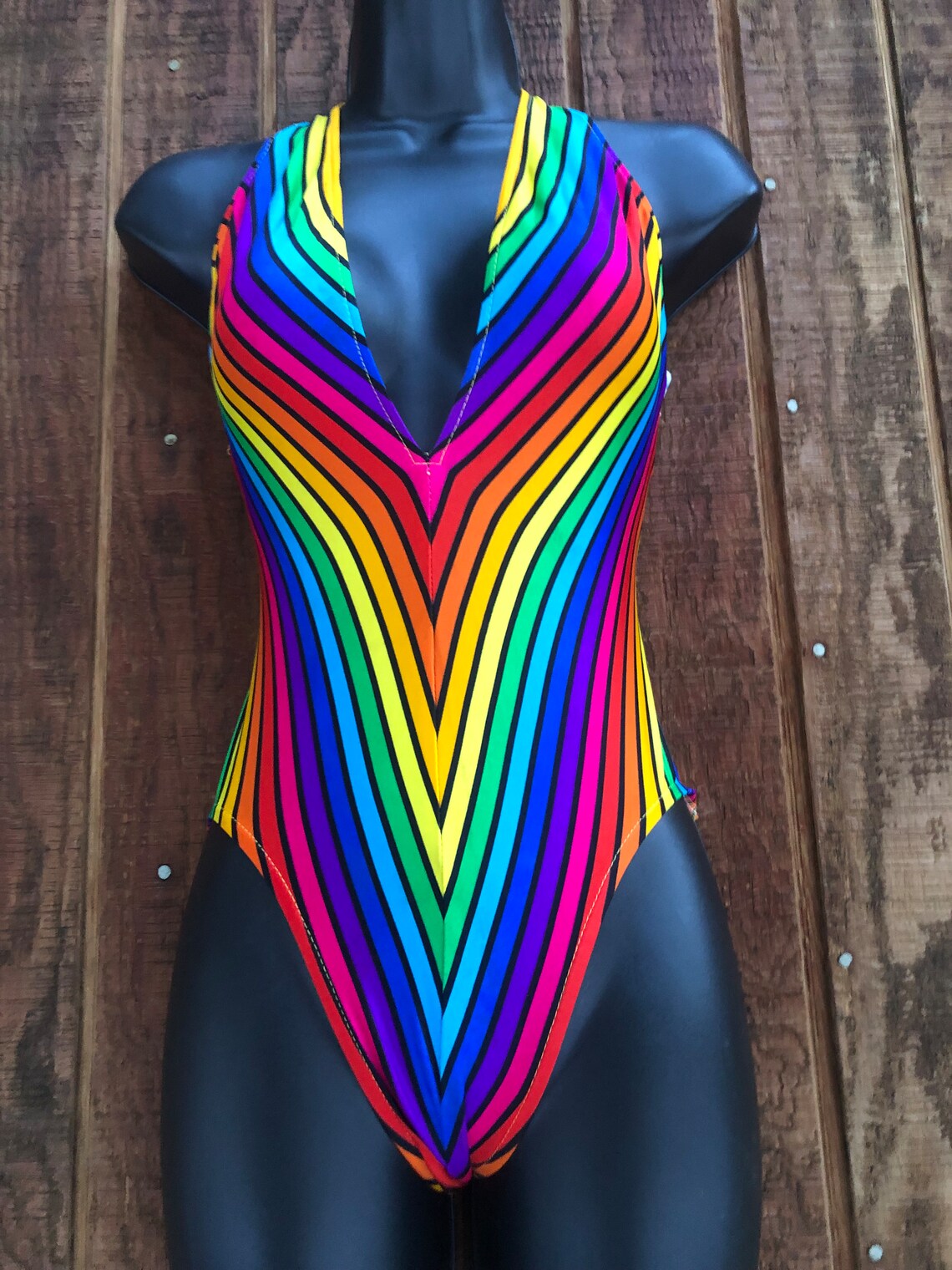 Vintage One Piece Chevron Striped Bathing Suit Swim Wear Size 5/6 90s ...
