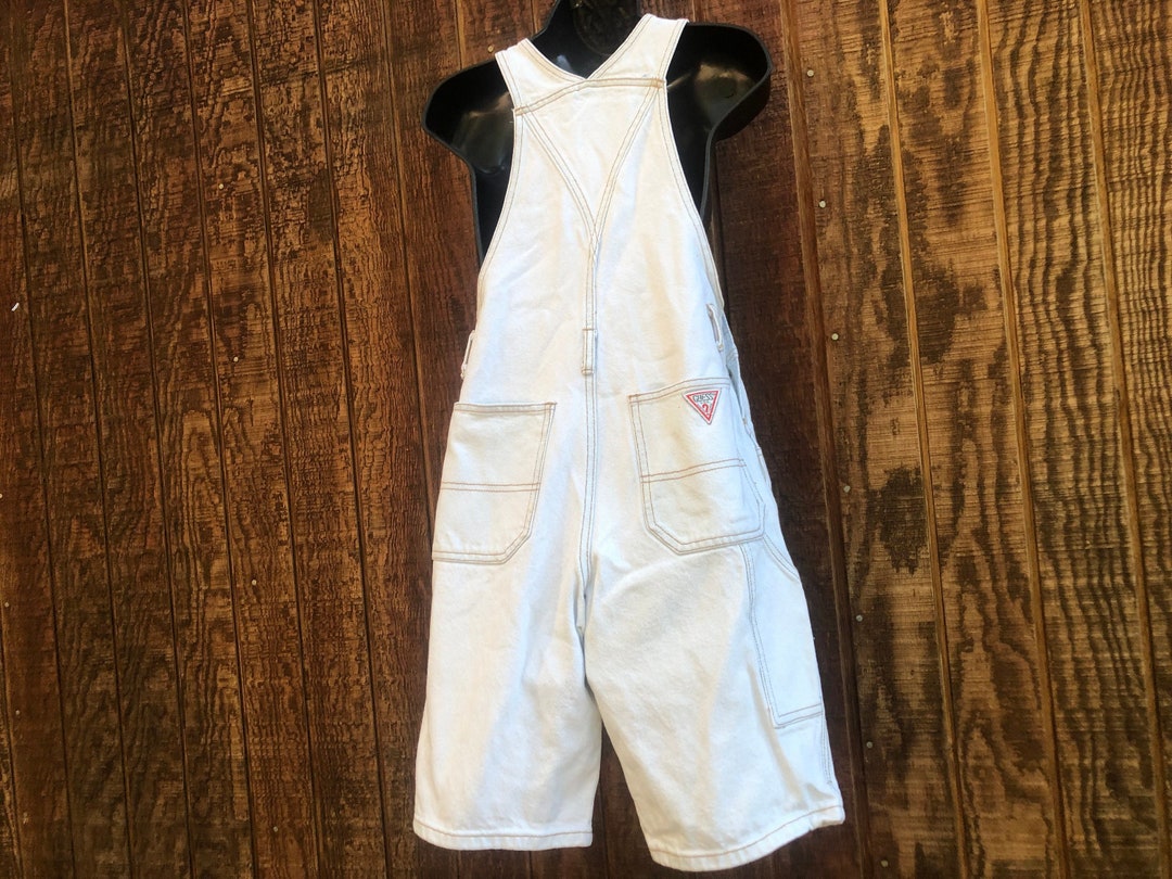 Vintage 80s 90s Blue Denim Guess Overall Shorts With Triangle Pocket ...