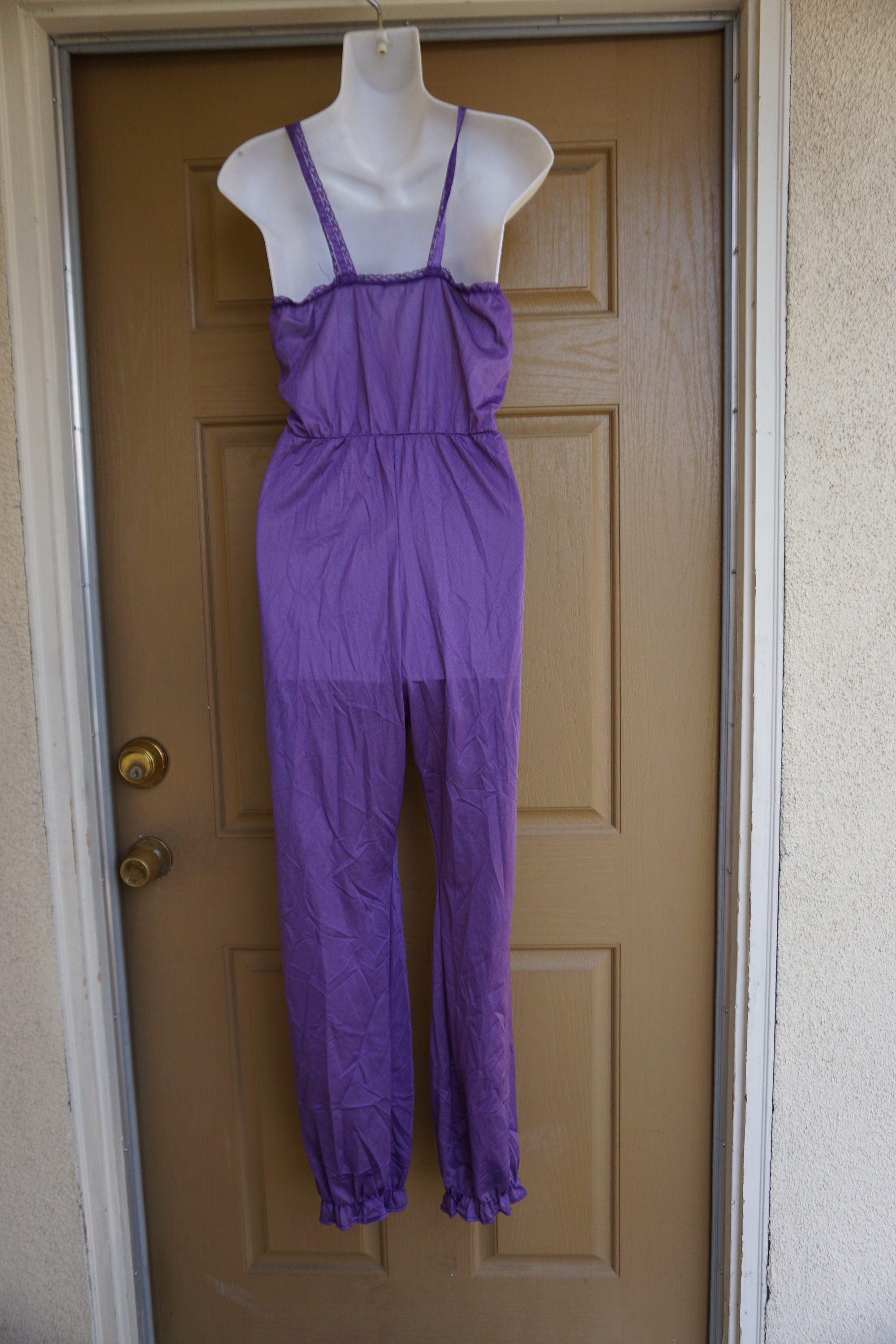 Purple Romper nighty nightgown sheer lace bodice maxi medium | Etsy