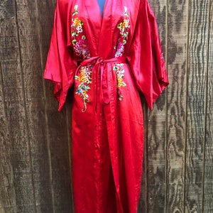Vintage Floral Embroidered Robe Small Medium Large Asian - Etsy