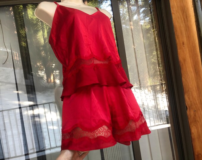 Victoria's Secret Lingerie Set Nightgown Negligee Size Large Red ...