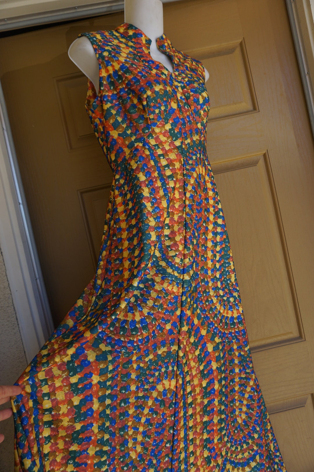 Vintage 70s Maxi Dress by Leslie Fay Large 70s 1970s Keyhole - Etsy