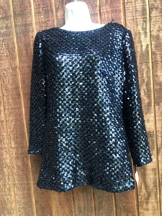 Lucie Ann Designer sparkly Vintage 1990s black sequin… - Gem