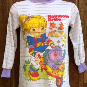 Childrens YOUTH Girls Rainbow Bright Vintage Night Shirt 1980s 80s Cute ...