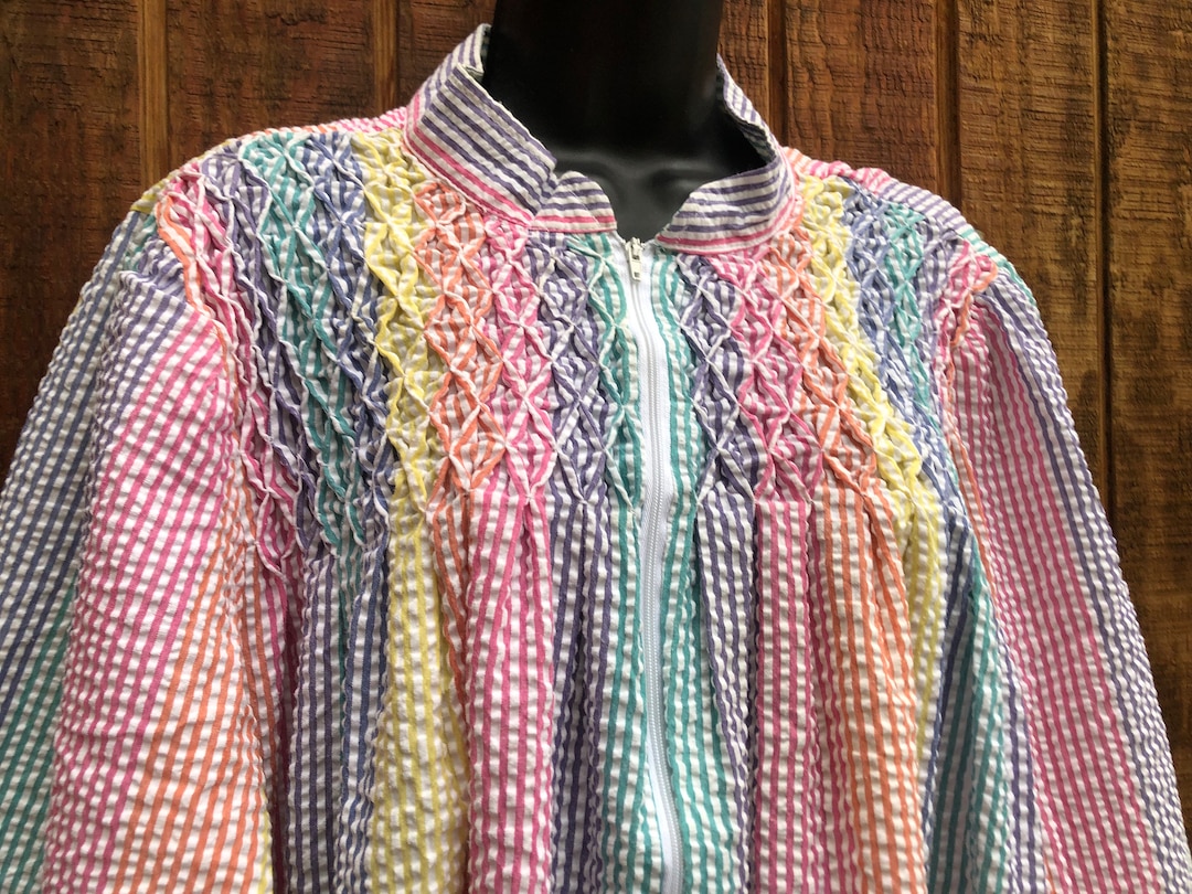 Vintage Pastel Rainbow Striped Nightgown Mumu Tent by Saybury Size 2X ...