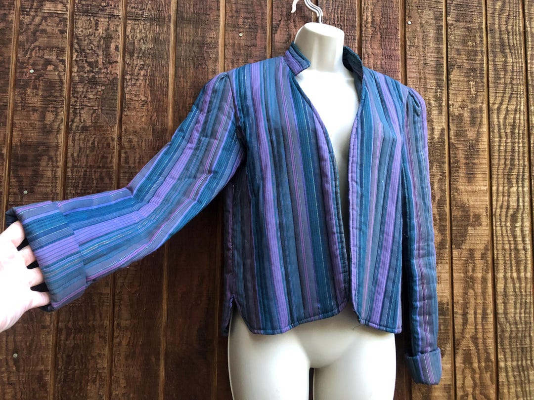 Vintage Striped With Metallic Threads Quilted Jacket Medium by Sun N ...