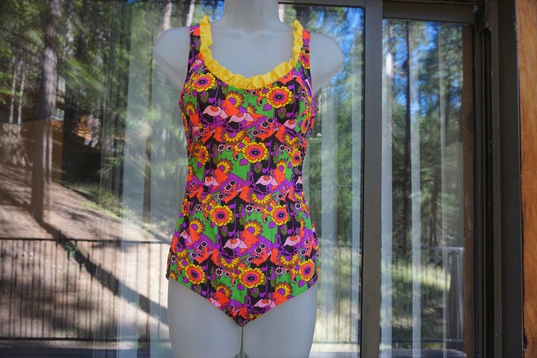 70s Bathing Suit Swim Wear by Lang Original Floral Size Medium - Etsy