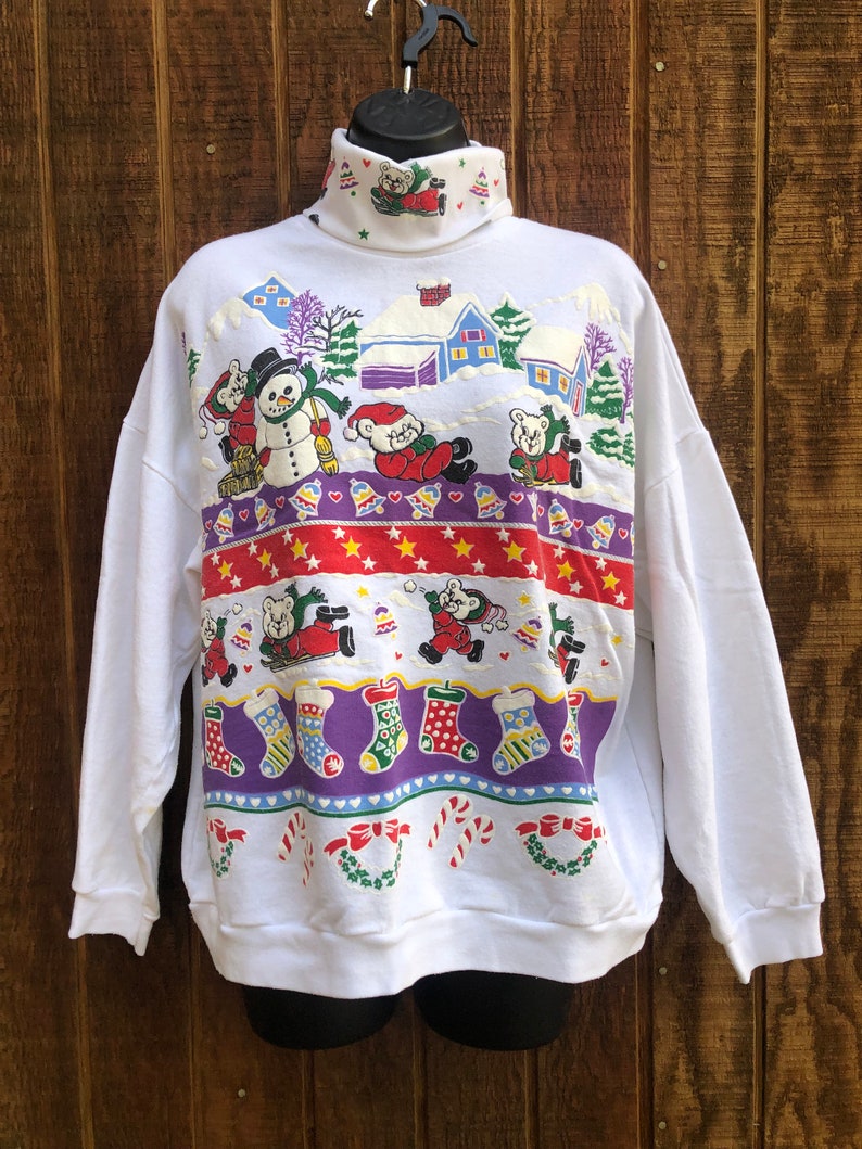 Christmas Large Sweatshirt Sweater 90s 1990s Holiday - Etsy