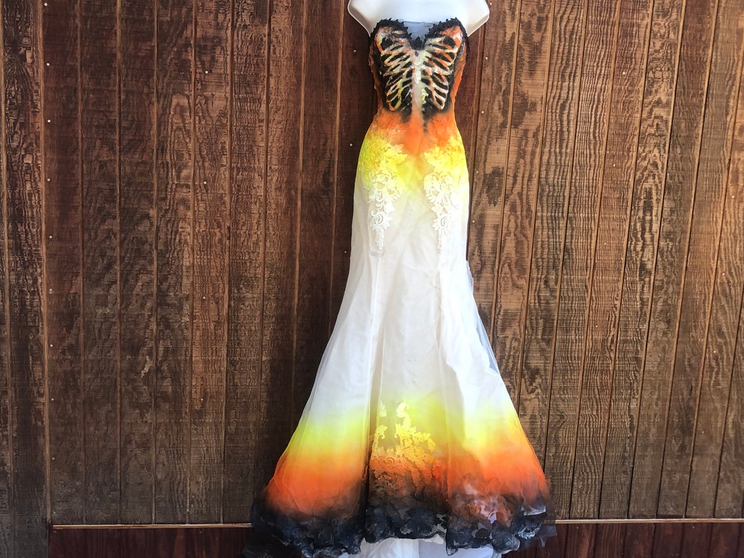 Candy Corn Skeleton Painted Dress Size Labeled 8 Fits More Like 6/7 ...