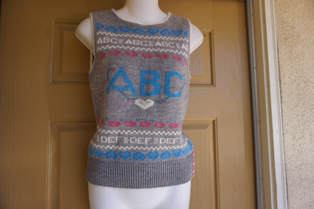 Abcs Vintage Sweater Vest - Etsy