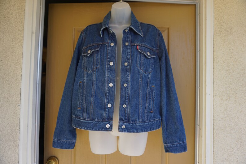 Levis Women's Blue Denim Jacket Jean Dark Snap Front | Etsy