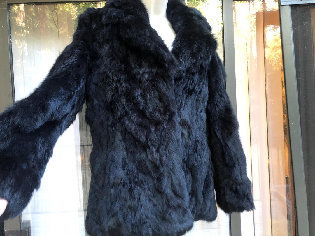 Woman's 1980s Fully Lined Soft Black Rabbit Fur Coat 80s Size Large - Etsy