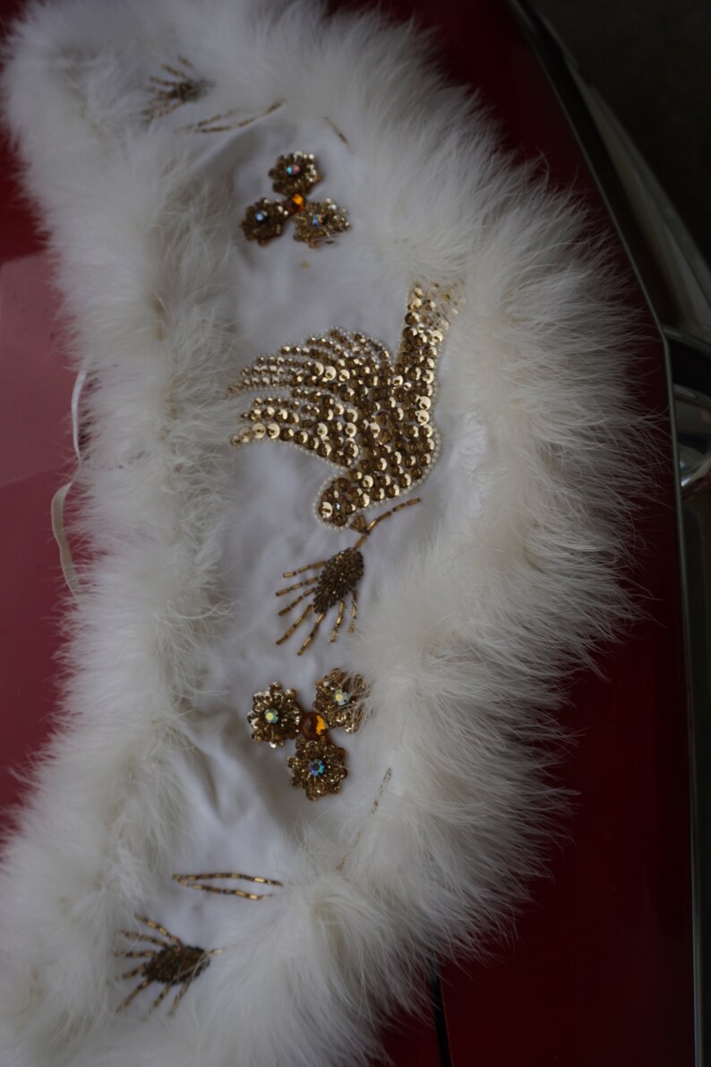 Beautiful Angelic White Feather Stole With Beaded Bird Design - Etsy