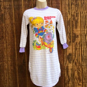 Childrens YOUTH Girls Rainbow Bright Vintage Night Shirt 1980s 80s Cute ...